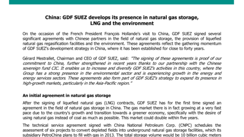 China : GDF SUEZ develops its presence in natural gas storage, LNG and ...