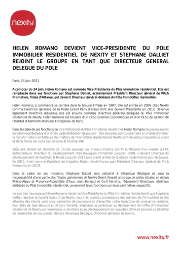 CP_HELEN ROMANO DEVIENT VICE-PRESIDENTE DU POLE IMMOBILIER RESIDENTIEL ...