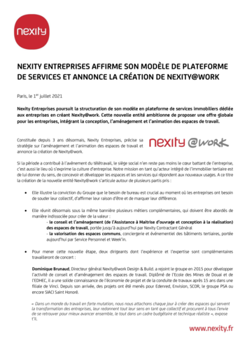 PDF - CP_NEXITY ENTREPRISES AFFIRME SON MODÈLE DE PLATEFORME DE ...