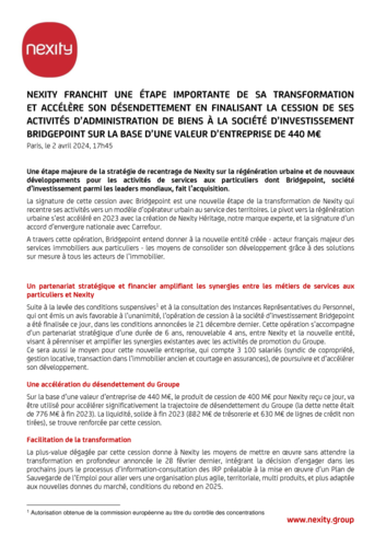 PDF - CP Nexity - finalisation cession activités ADB à Bridgepoint - VE ...