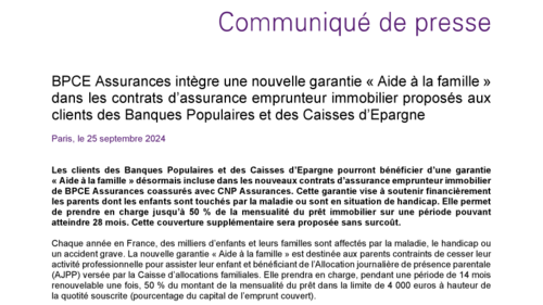 20240925_CP_BPCE_BPCE Assurances intègre une nouvelle garantie Aide à ...