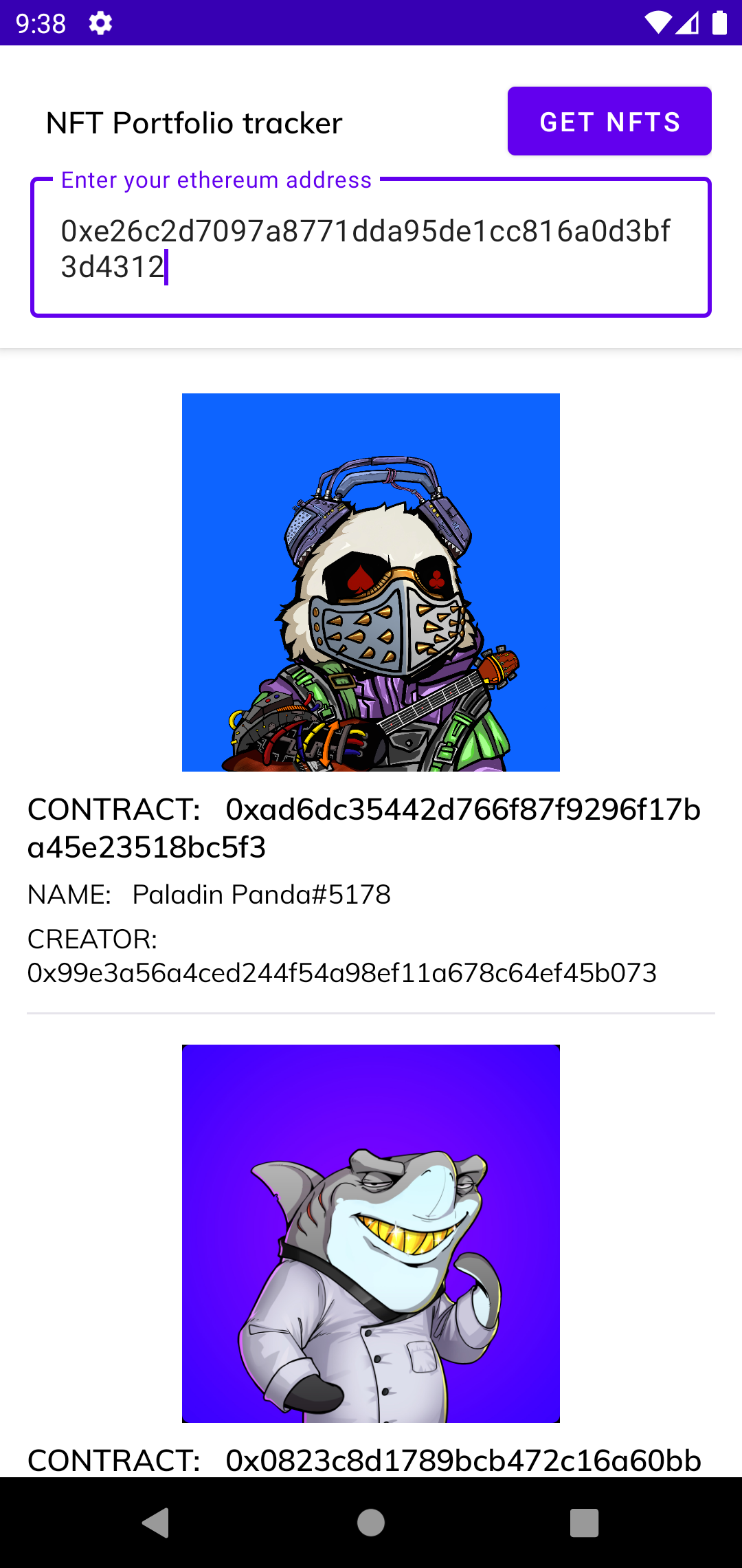 NFT Portfolio tracker (Android app) | ETHGlobal