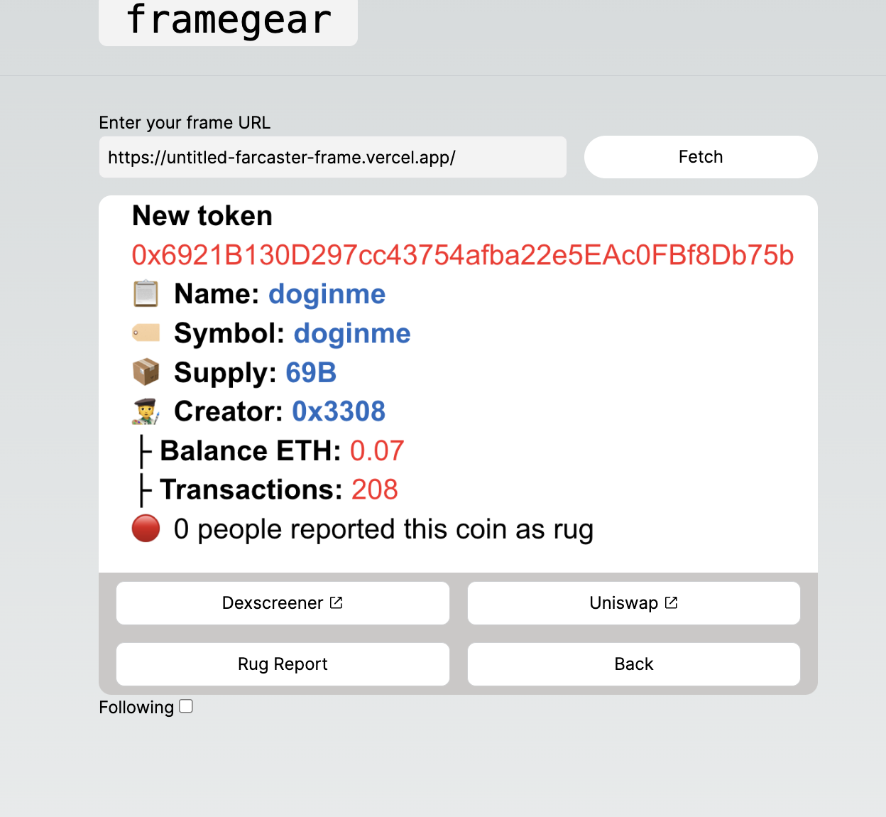 MemeCoinSnipeFrame | ETHGlobal