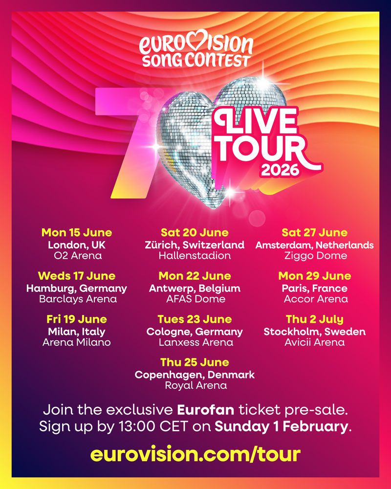 The Eurovision Song Contest is going on tour for its 70th