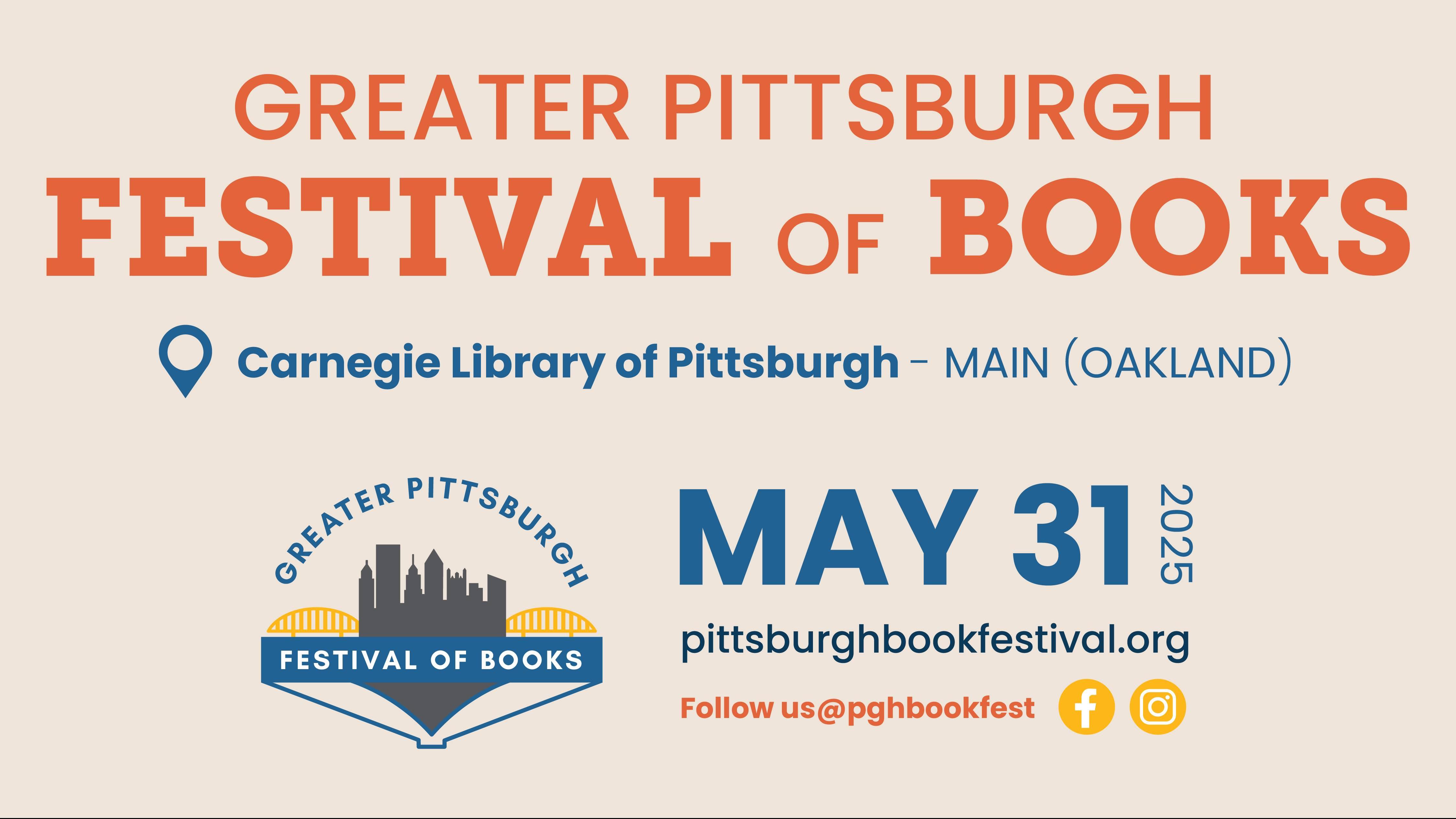 2025 Greater Pittsburgh Festival of Books - 31 MAY 2025