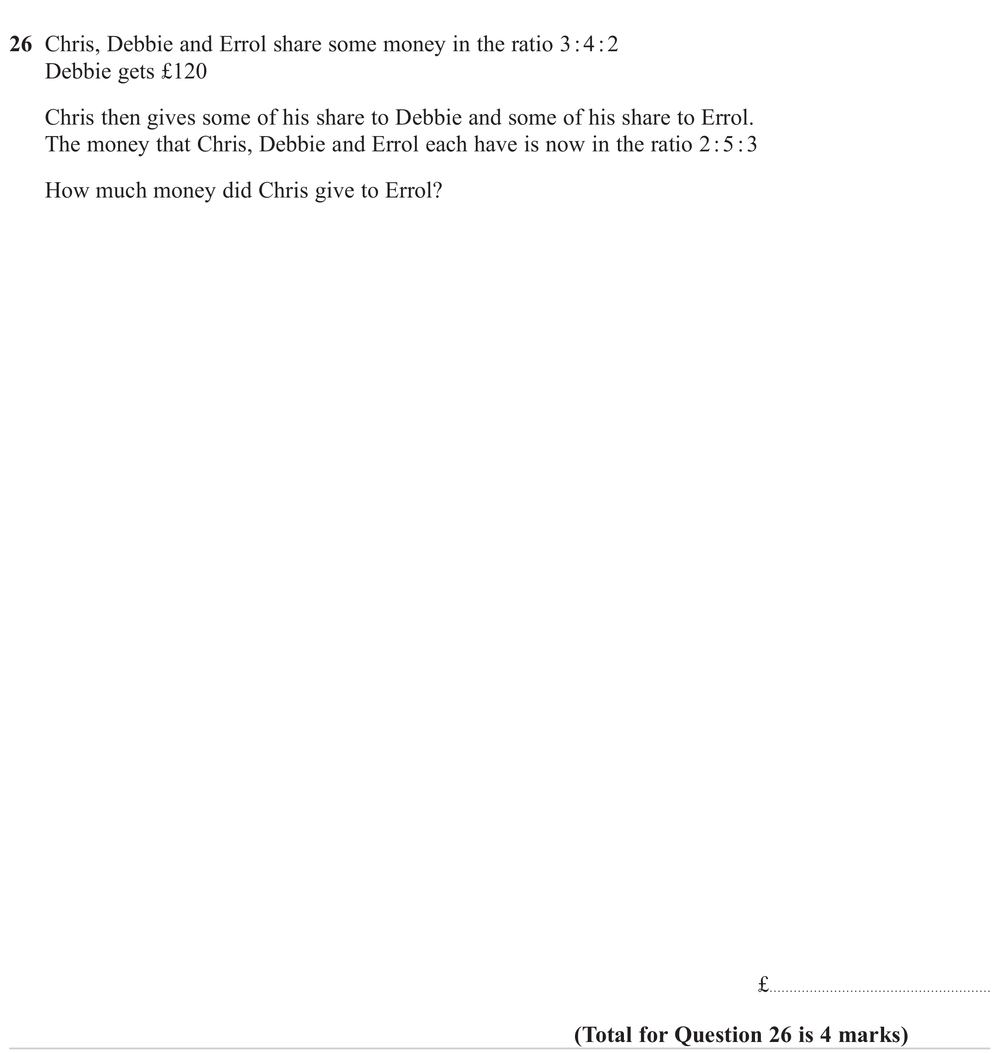 ExamQ: GCSE Maths - Foundation - Autumn 2023 - Paper 2 - Question 26