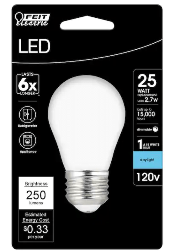 Feit Electric 25-Watt Equivalent A15 Dimmable Filament CEC 90+ CRI ... Feit Electric 25-Watt Equivalent A15 Dimmable Filament CEC 90+ CRI ...