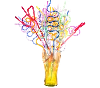 32 pcs Crazy Loop Straws Recyclable Drinking Straws Plastic Funny ...