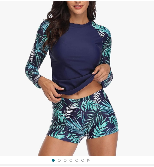 Size 2xl Daci Women Two Piece Rash Guard Long Sleeve Swimsuits Uv Upf