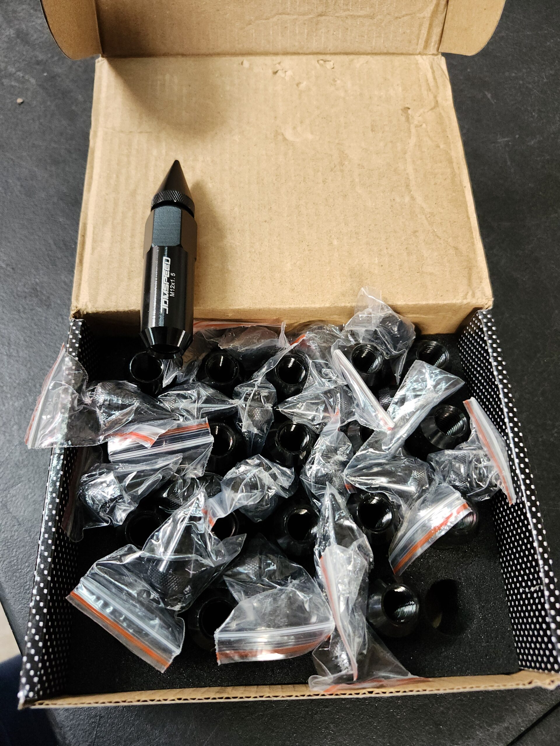 JDMSPEED New Black 20PCS M12X1.5 Cap Spiked Extended Tuner 60mm ...