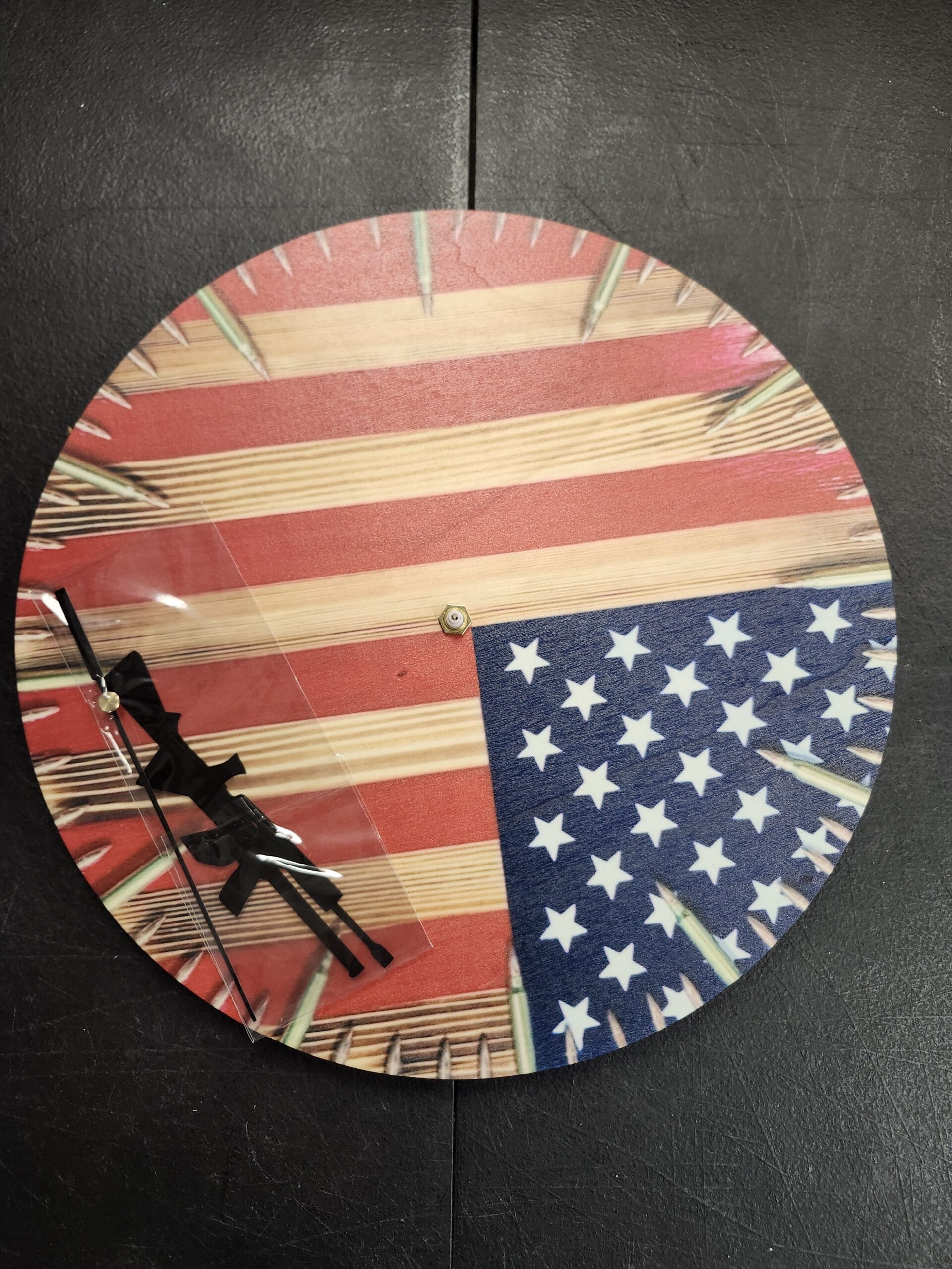 American Flag Wall Clock Battery Operated Vintage Patriotic Whimsical ...