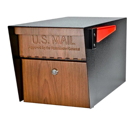 Mail Manager Locking Wood Grain Post Mount Mailbox with High Security ...