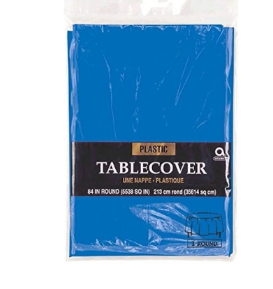*ROUND*Amscan Round Plastic Party-tablecovers, 84", Marine Blue - EZ ...