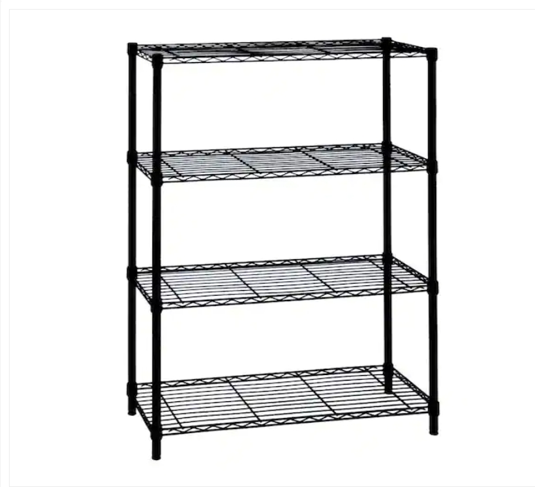 HDX 4-Tier Steel Wire Shelving Unit in Black (36 in. W x 54 in. H x 14 ...