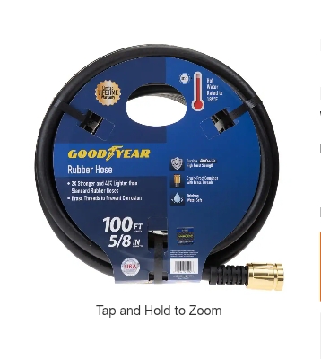 "Goodyear MAXLite 5/8 in. x 100 ft. Premium Duty Rubber plus Water Hose ...