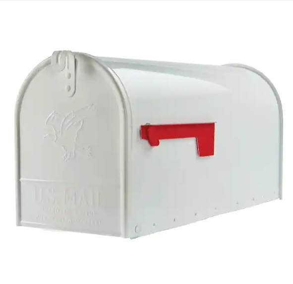 "Architectural Mailboxes Elite White, Large, Steel, Post Mount Mailbox ...
