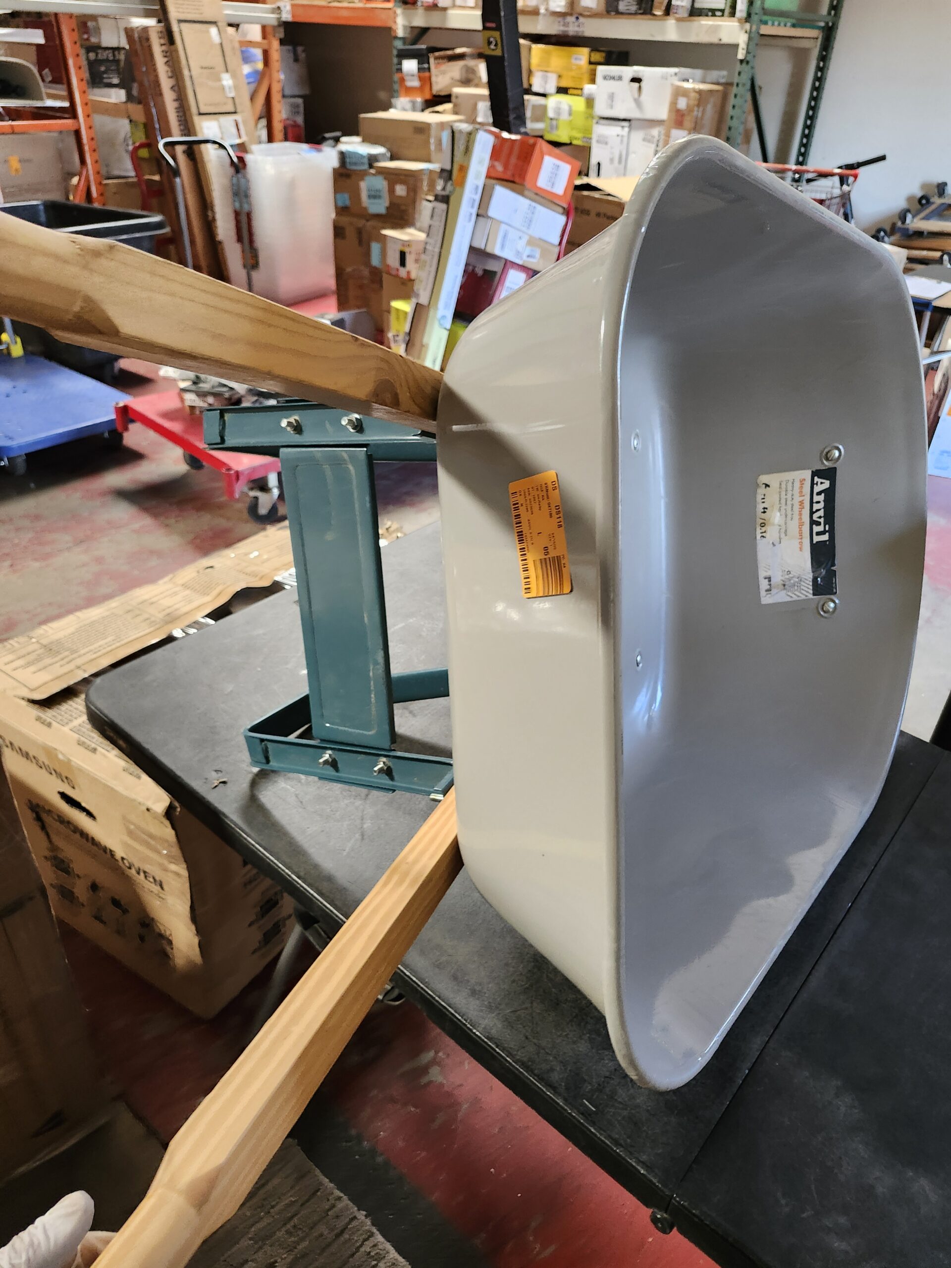 Anvil 6 cu. ft. Steel Tub Wheelbarrow with Wooden Handles and Pneumatic ...