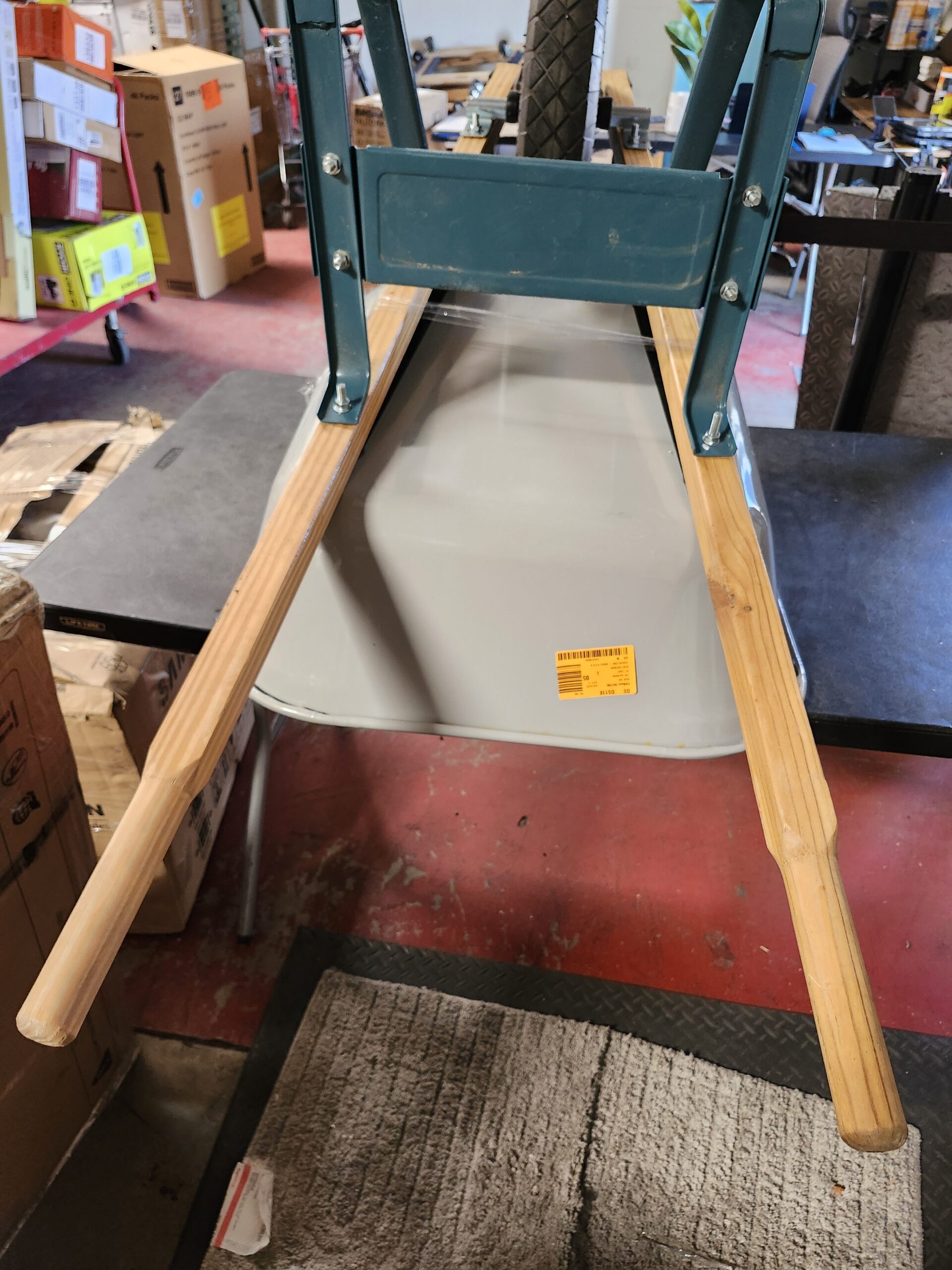 Anvil 6 cu. ft. Steel Tub Wheelbarrow with Wooden Handles and Pneumatic ...