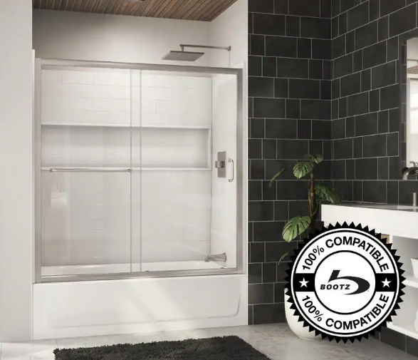 "Bootz Industries Aloha 56 - 60 in. W x 58 in. H Semi-Frameless Sliding ...