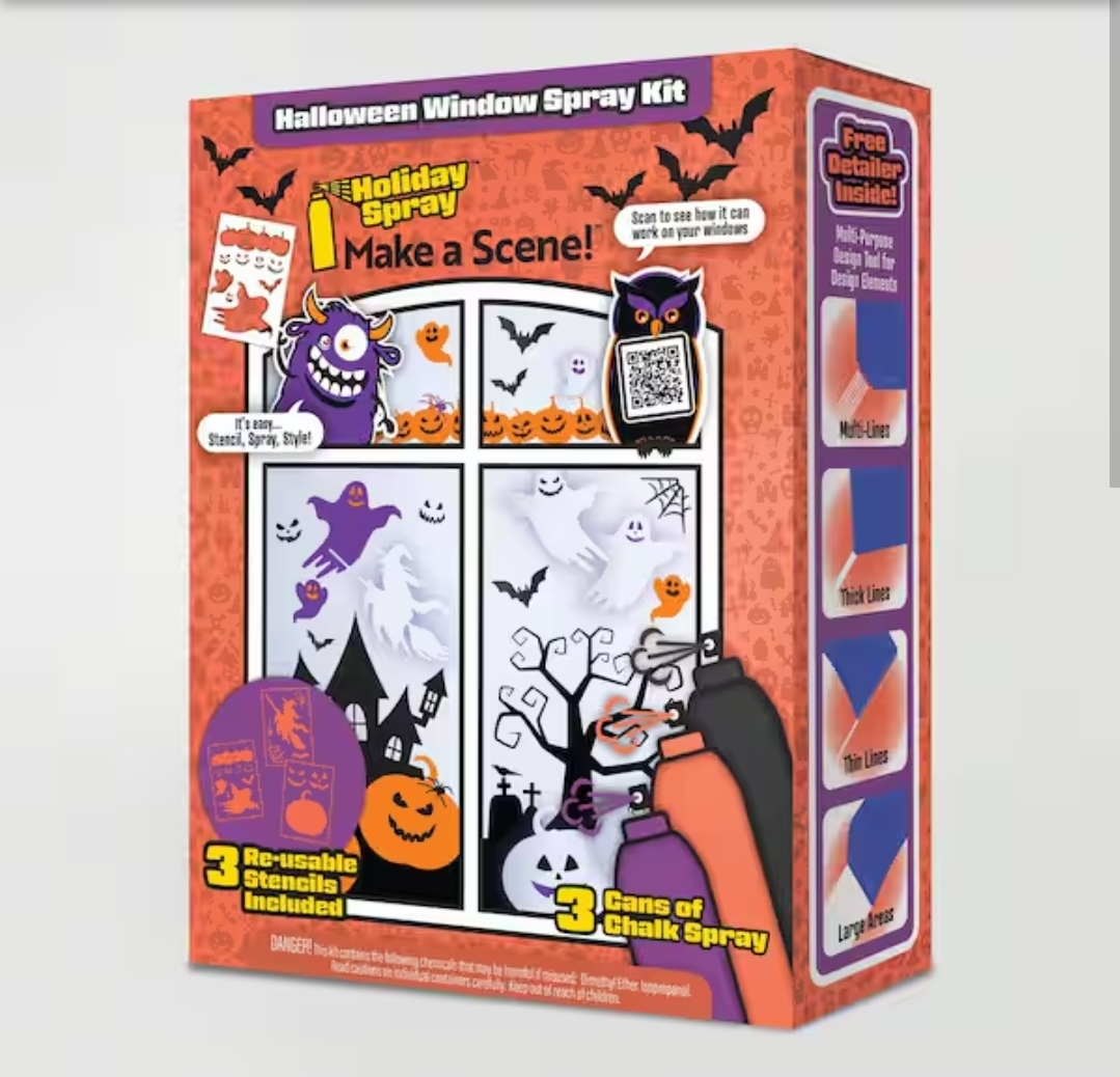 HOLIDAY SPRAY Halloween Chalk Spray Kit Window Decor - Copy - EZ Auction