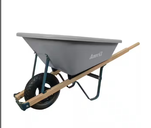 "**USED, DIRTY AND WITH A FLAT TIRE** Anvil 5 cu. ft. Poly With Wood ...