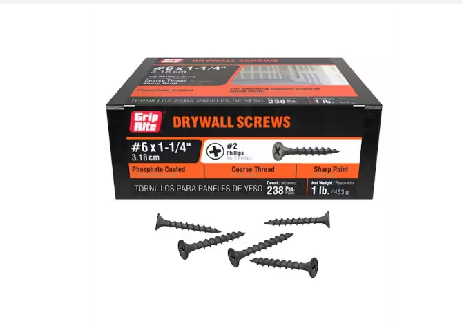 "**OPEN BOX**Grip-Rite #6 x 1-1/4 in. #2 Phillips Bugle Head Coarse ...