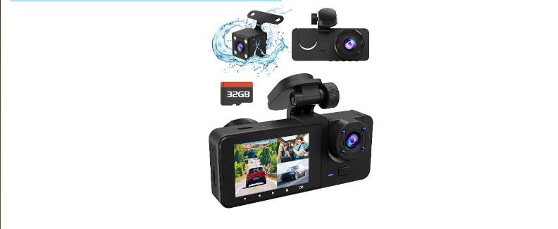 Dash Cam Front and Rear Inside, 4K Full HD Triple Dash Camera for Cars ...
