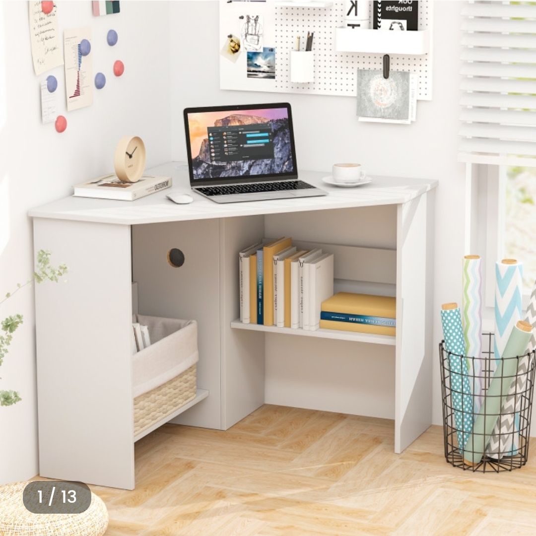 **USED & BROKEN**CORNER COMPUTER DESK TRIANGLE WRITING WORK - EZ Auction