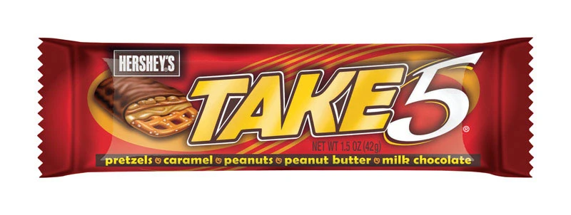 THE HERSHEY COMPANY Hershey's Take 5 Pretzels, Caramel, Peanuts, Peanut Butter, Milk Chocolate ...