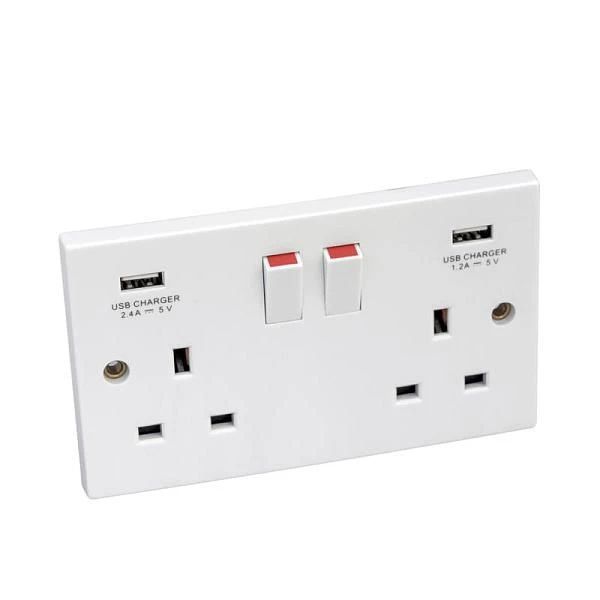 13A TWIN SWTICHED SOCKET USB | Do It Center Dominica