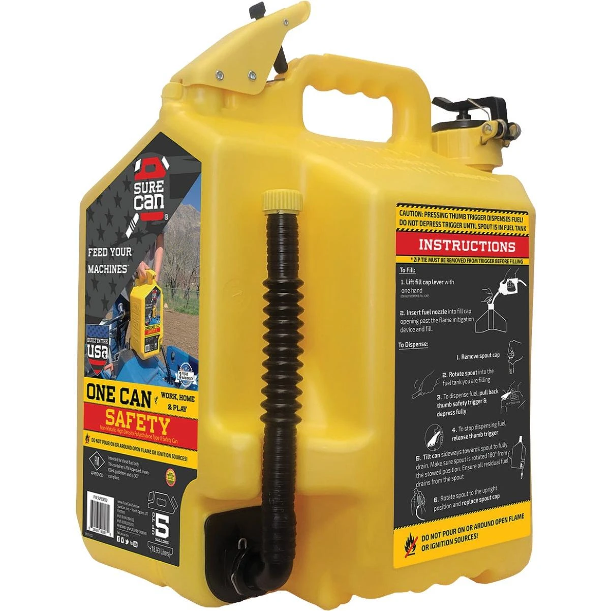 SureCan 5 Gal. Plastic Diesel Safety Fuel Can, Yellow | Elitsac, Inc.