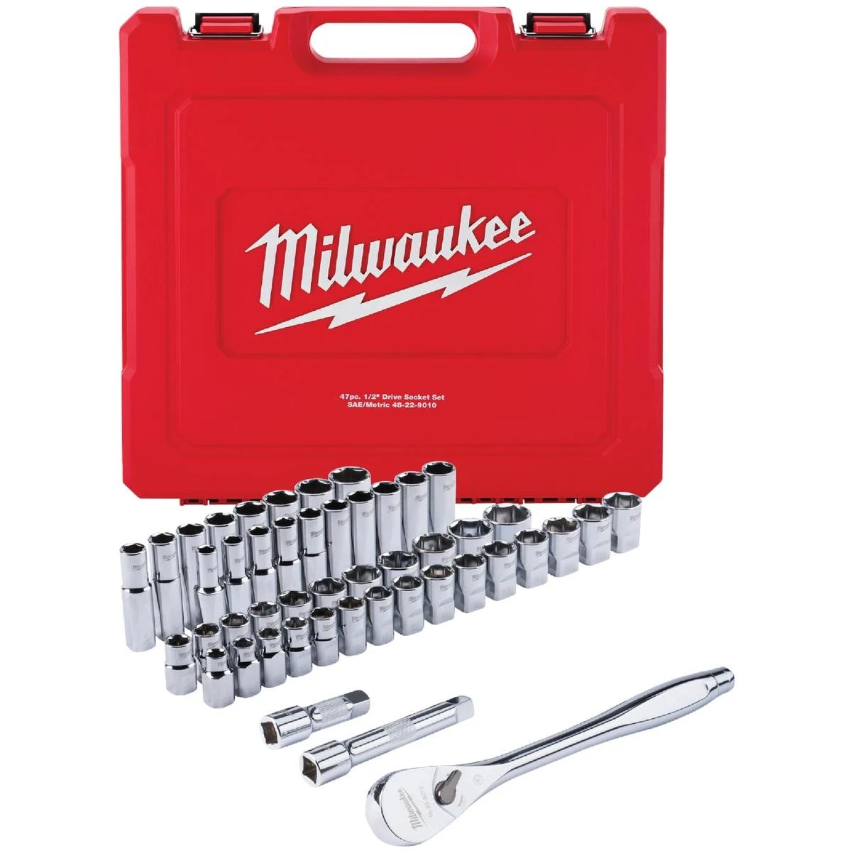 Milwaukee Standard/Metric 1/2 In. Drive 6-Point Ratchet & Socket Set (47-Piece) | Trinity Lumber