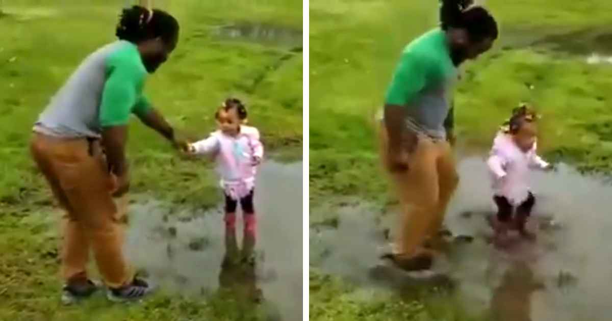 Wholesome Moment When Dad Plays With Daughter In Mud Puddle | FaithPot