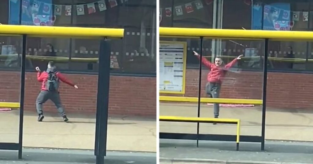 Man Caught On Camera Dancing His Heart Out While Waiting For Bus