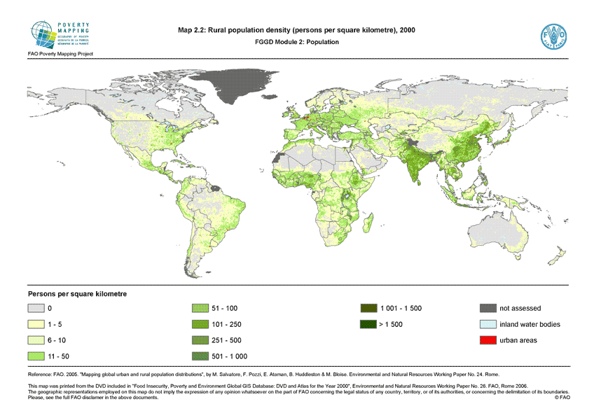 Rural population density (persons per square kilometre), 2000 (FGGD ...
