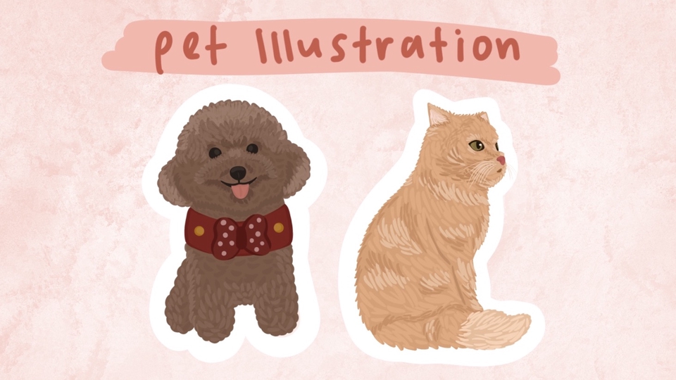 Ilustrasi / Gambar Digital | Ilustrasi Hewan | Anjing | Kucing