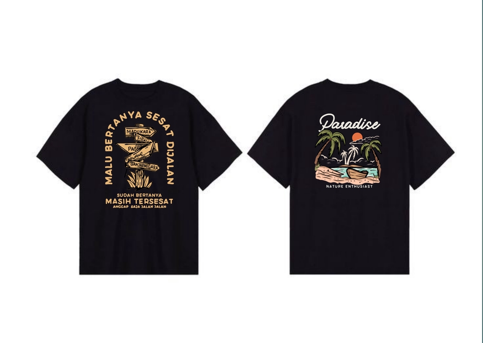 Membuat ilustrasi desain pakaian kaos retro vintage