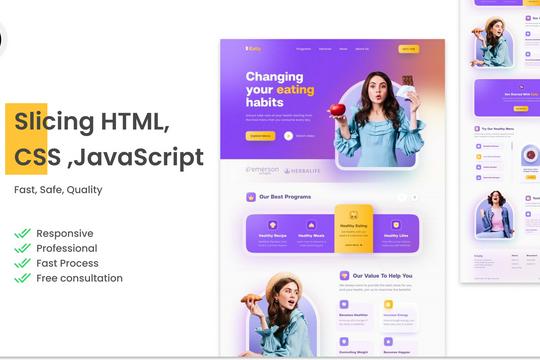 Slicing (convert) Desain UI/UX Figma, PNG, JPG to HTML, CSS, JS