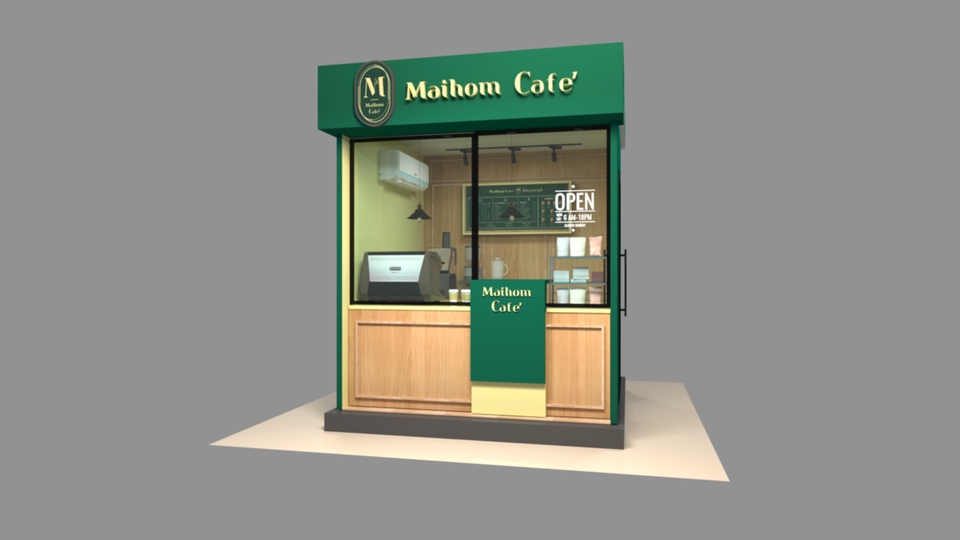 รับงานออกแบ Kiosk, Booth, Shop ,Display, Exhibition, Museum 3D Perspective