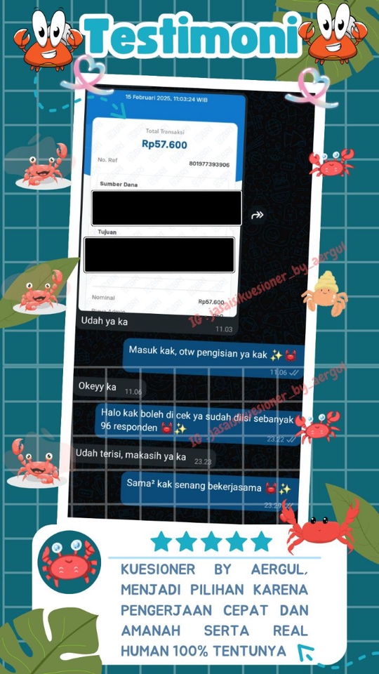 Jasa mencari responden/isi kuesioner penelitian