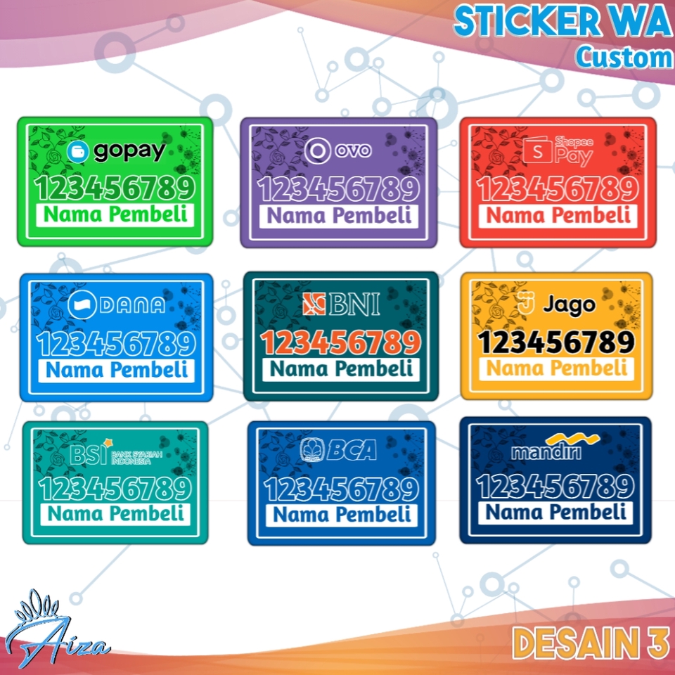 Jasa Custom Stiker Whatsapp Rekening Bank dan E-wallet
