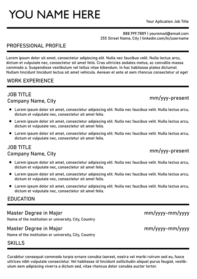 CV/Resume ATS, unemployed, employee