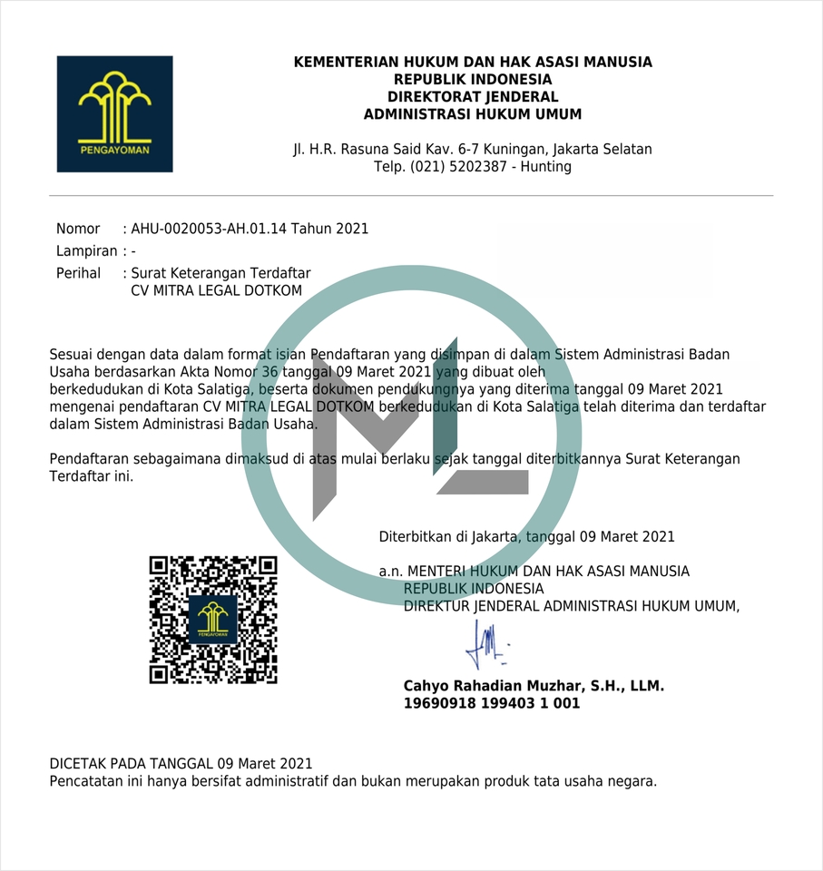 Pembuatan NIB Pribadi Maupun Badan Usaha/Hukum