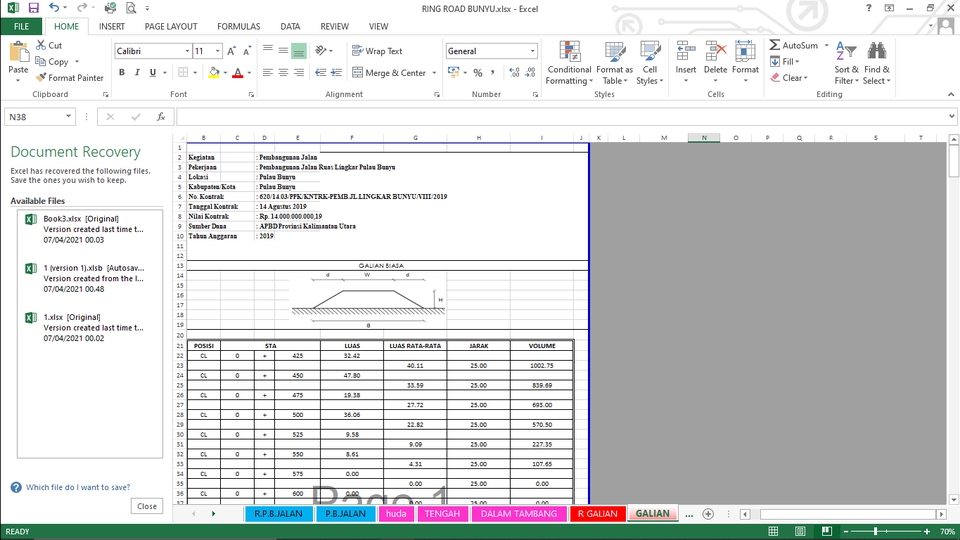 JASA PEMBUATAN BACKUP DATA PEKERJAAN KONSTRUKSI EXCEL