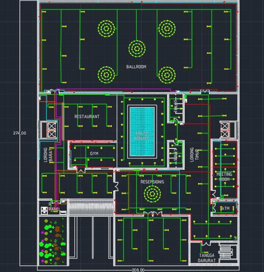 AutoCAD Drawing 2D Gambar Kerja Instalasi Listrik Hotel, Apartement ...