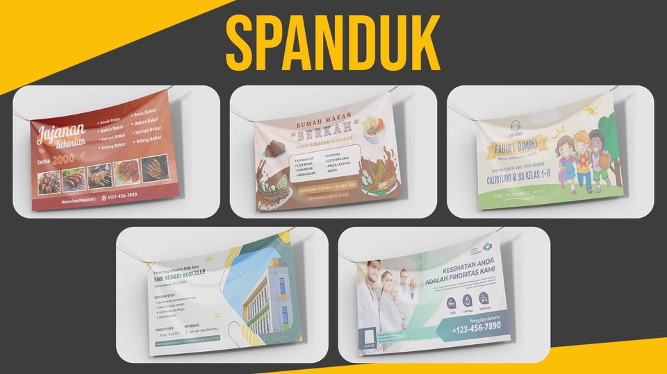 DESIGN BANNER, SPANDUK, PAMFLET, BROSUR, ID CARD (1 HARI JADI ...