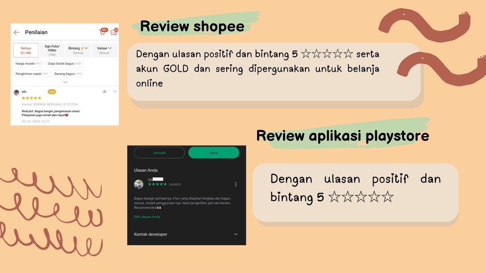 Jasa rating dan review marketplace (Shopee, lazada, tokopedia, dll ...