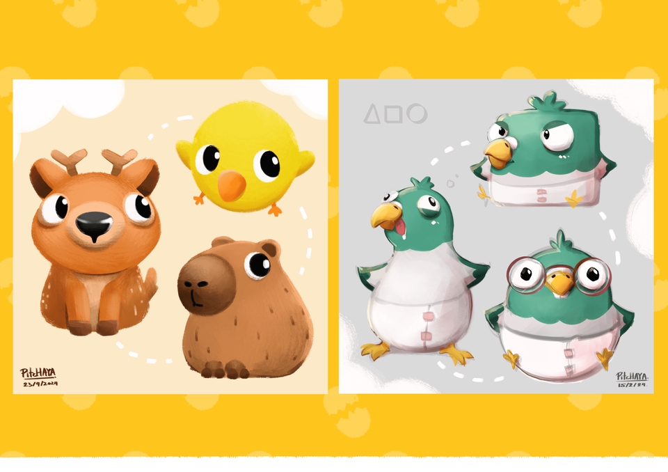 รับวาดออกแบบ Character น่ารัก,Sticker Line,Mascot