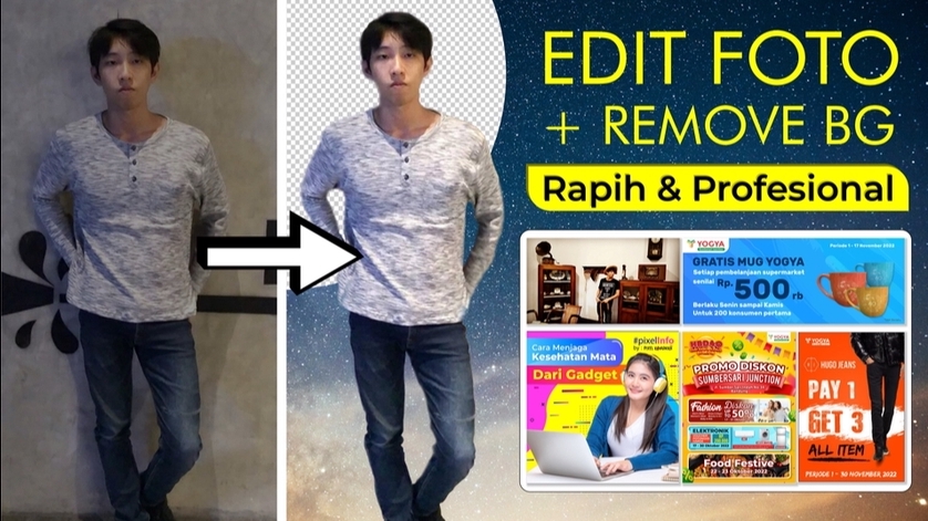 Edit Foto + Ganti / Hapus Background Apa Saja. Hasil Rapih dan Profesional.
