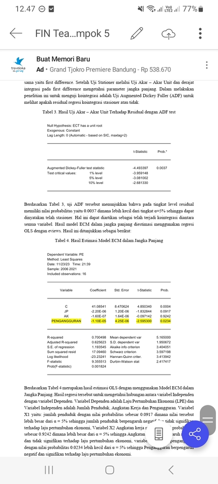Olah data menggunakan eviews